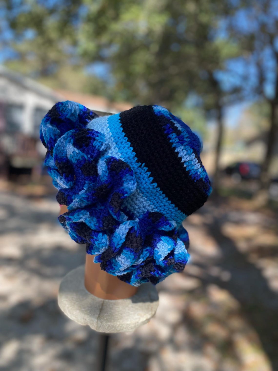 Handmade Beautiful Ruffle Custom Color Crochet Hat and Earring Set - Etsy
