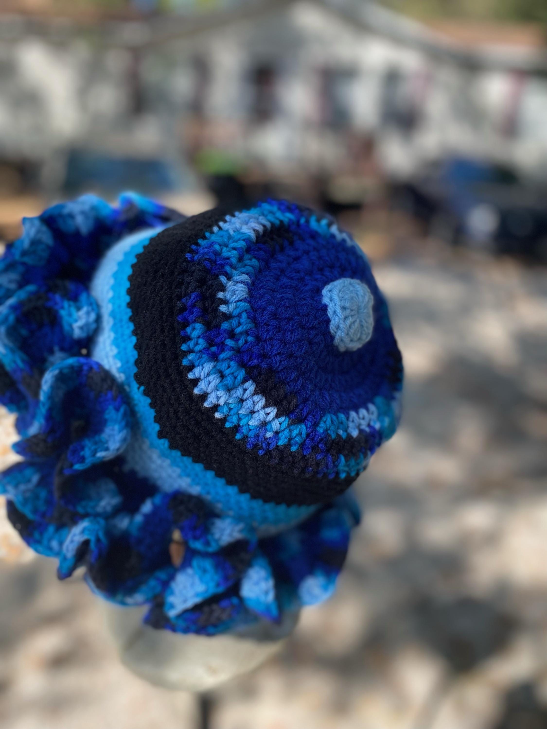 Handmade Beautiful Ruffle Custom Color Crochet Hat and Earring Set - Etsy