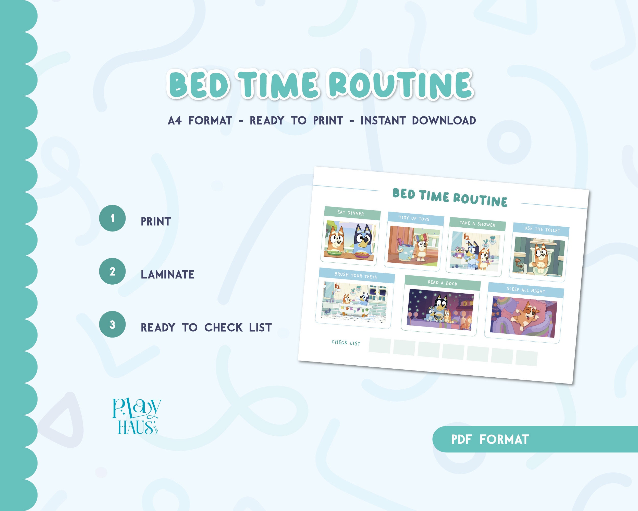 Bluey Bed Time Routine,toddle Bedtime Routine, Visual Schedule, Bed ...