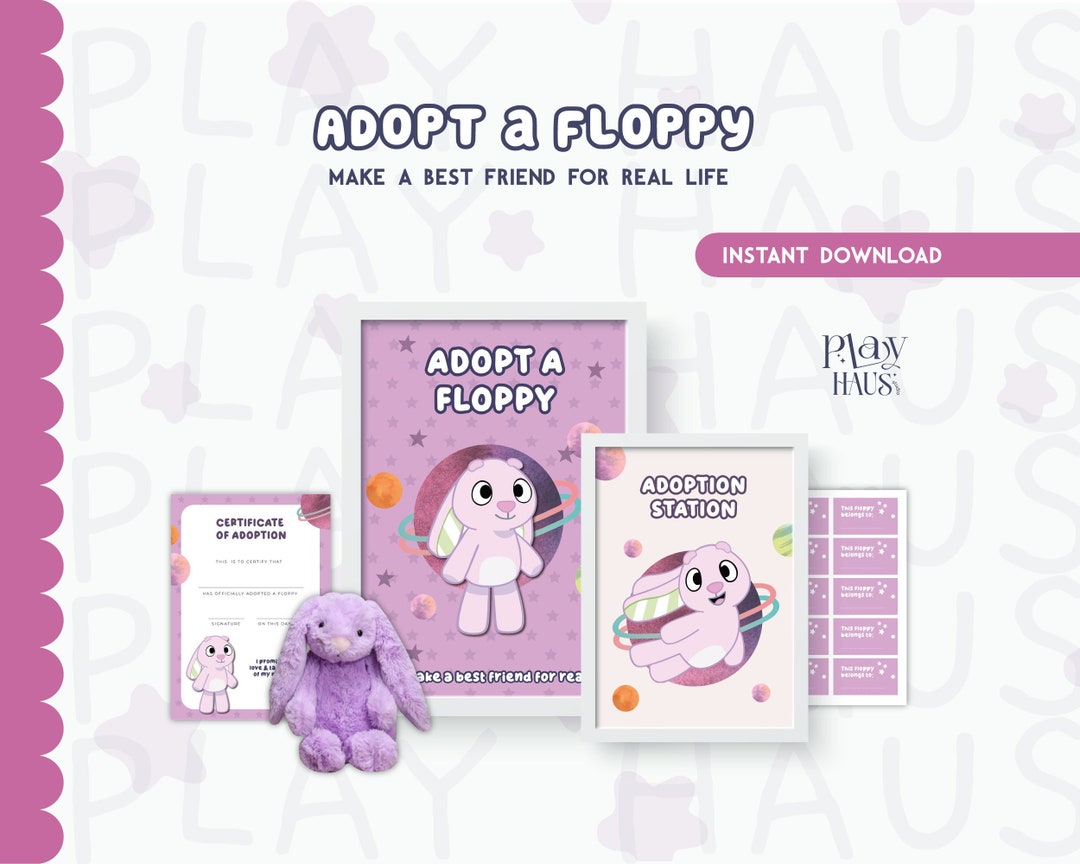Adoption Certificate Bundle, Adopt a Floppy, Blue Party Activity for ...