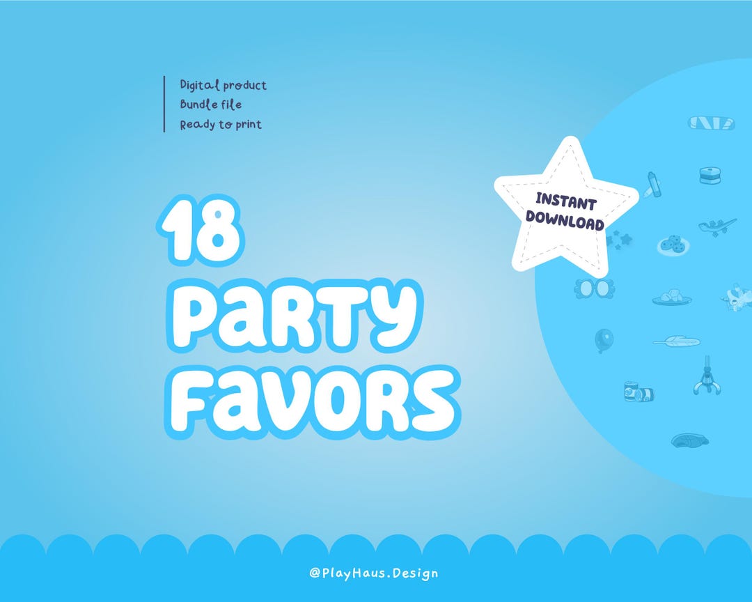 18 Light Blue Party Favors Bundle, Kids Party, Party Favors, Party Game ...