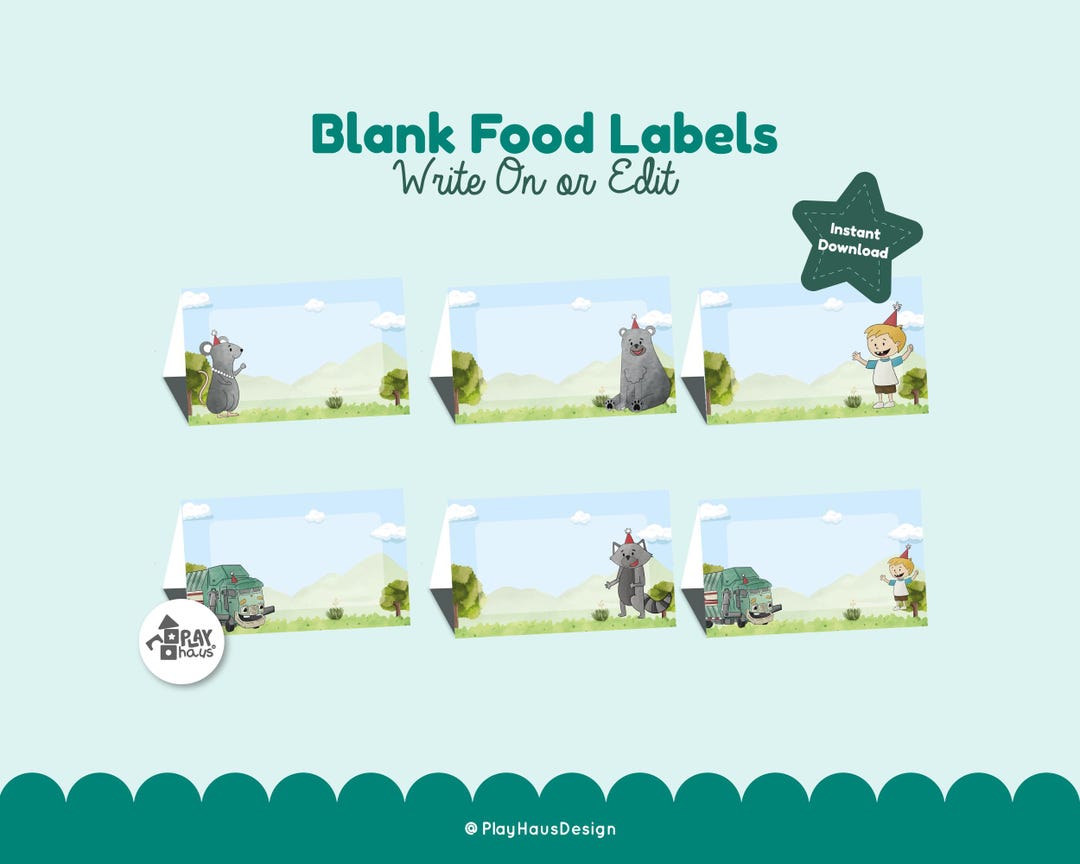 Trash Bash Food Labels Printable | Garbage Truck Birthday Party Tent ...