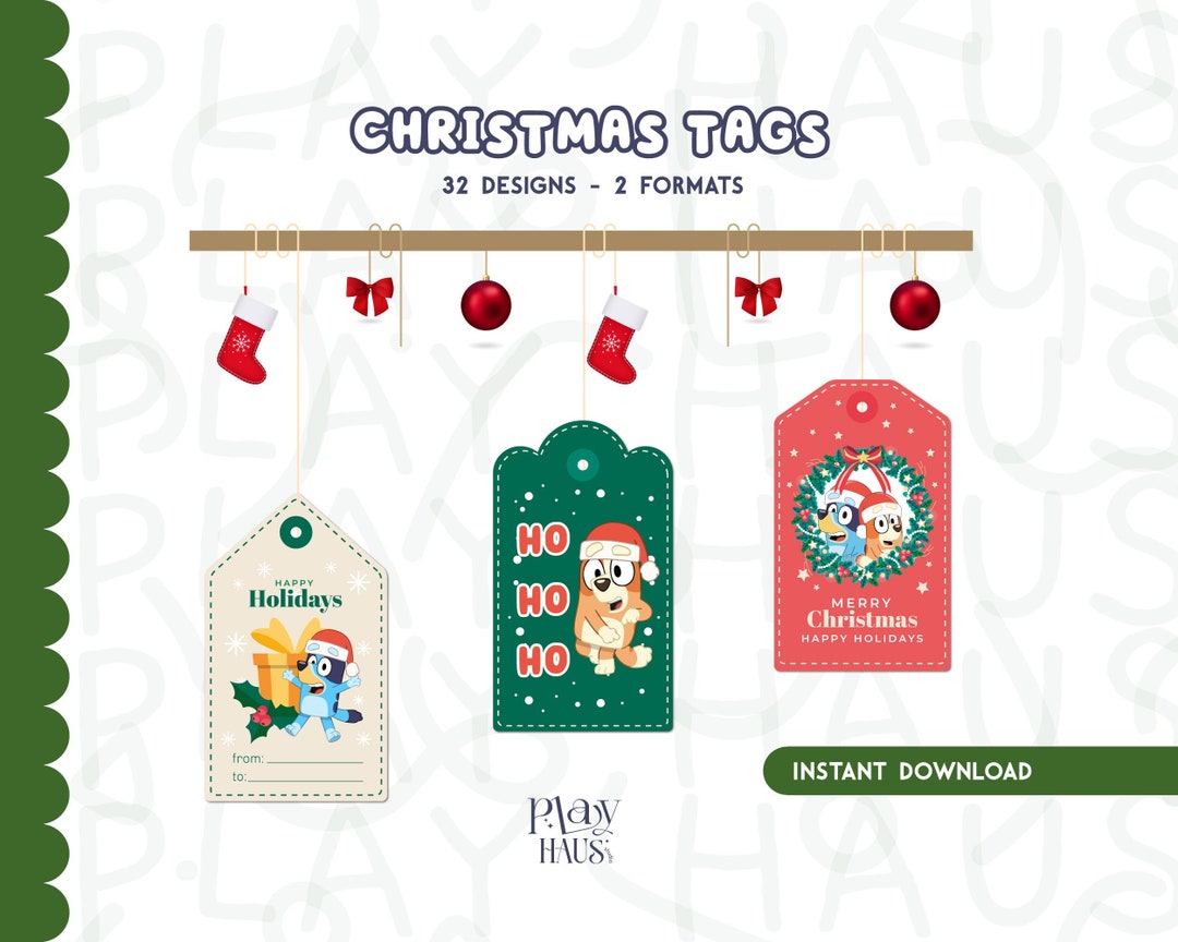 Bluey Christmas Gift Tags, Bluey Christmas, Bluey Xmas Tags, Bluey Gift ...