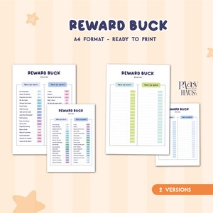 Reward Chart & Play Dollar Bucks, Printable Bundle Reward Chart Toddler ...