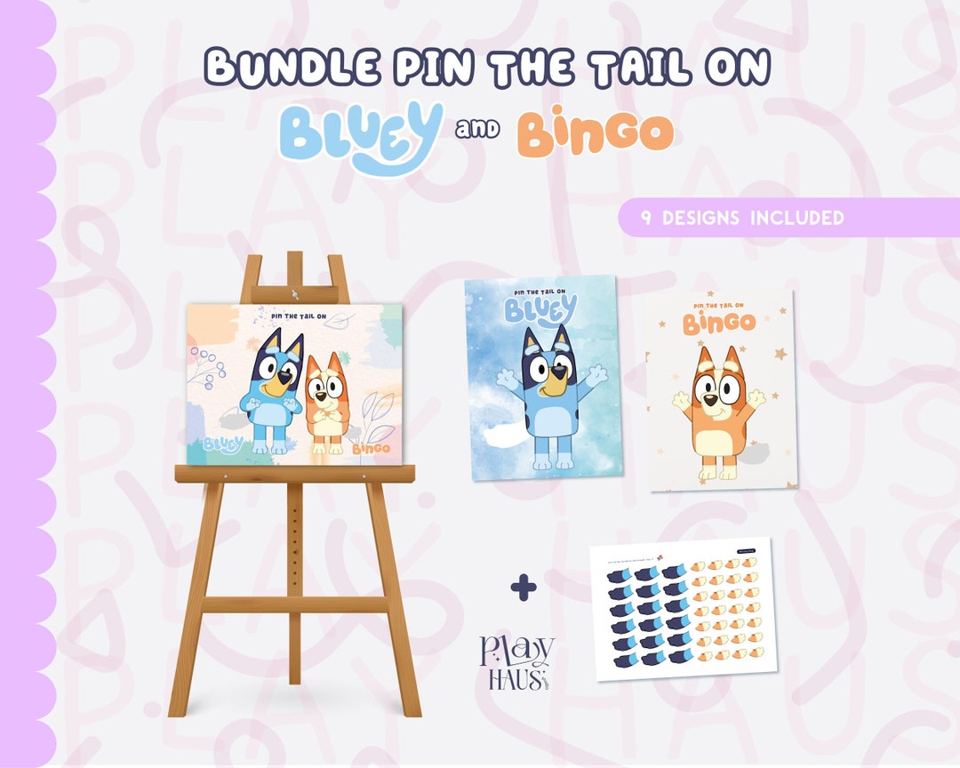 Pin the Tail on Bluey, Pin the Tail on Bingo,bluey Party, Bluey Party ...