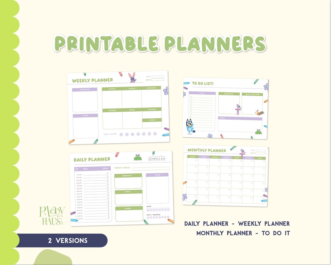 Bluey Planner, Reusable Planner, Bluey Daily Planner , Bluey Monthly ...
