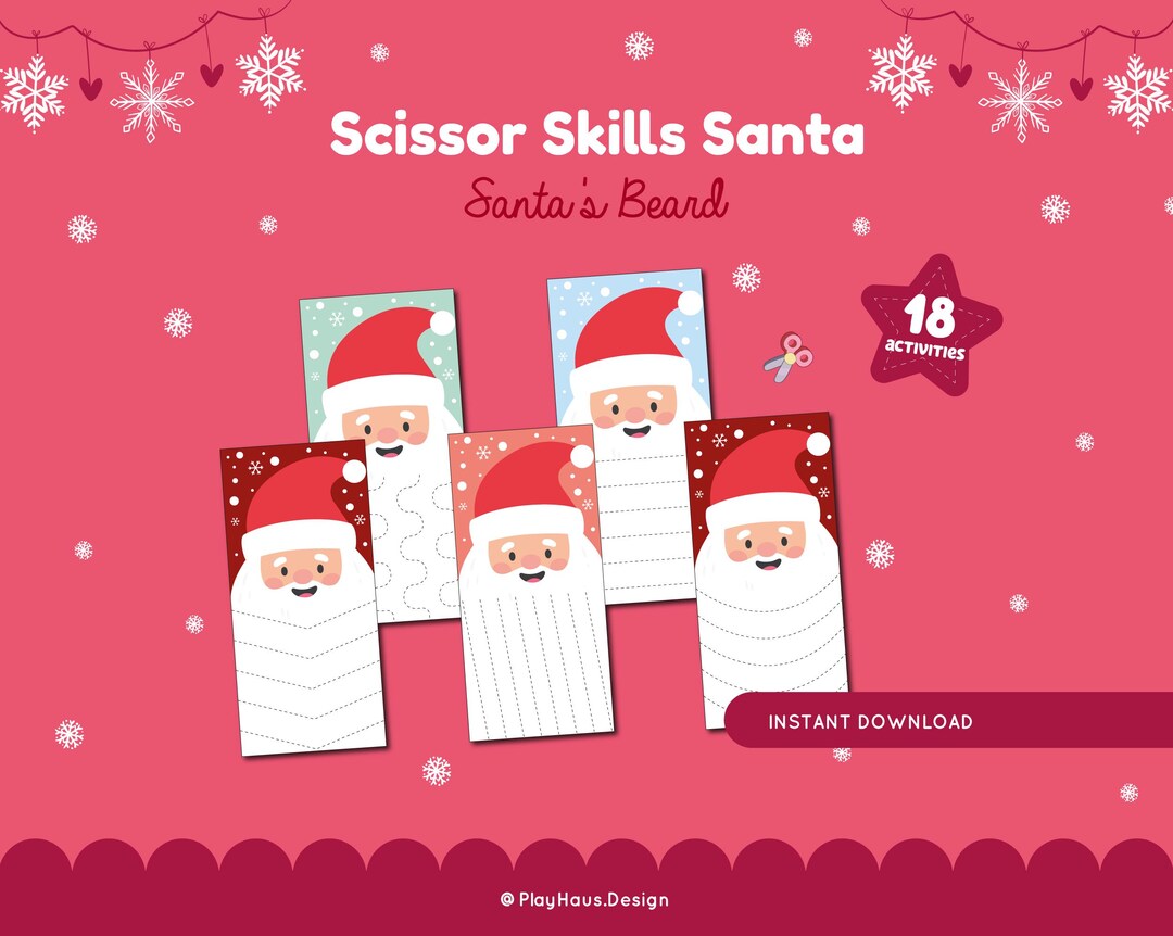 Scissors Skills Santas Beard, Activities for Toddlers, Learning Skills ...