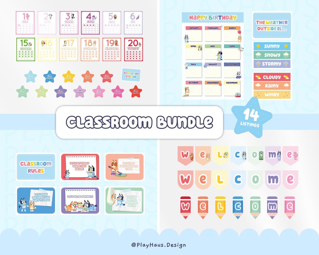 Classroom Bundle, Alphabet Posters, Learn to Count, Shapes, Classroom ...