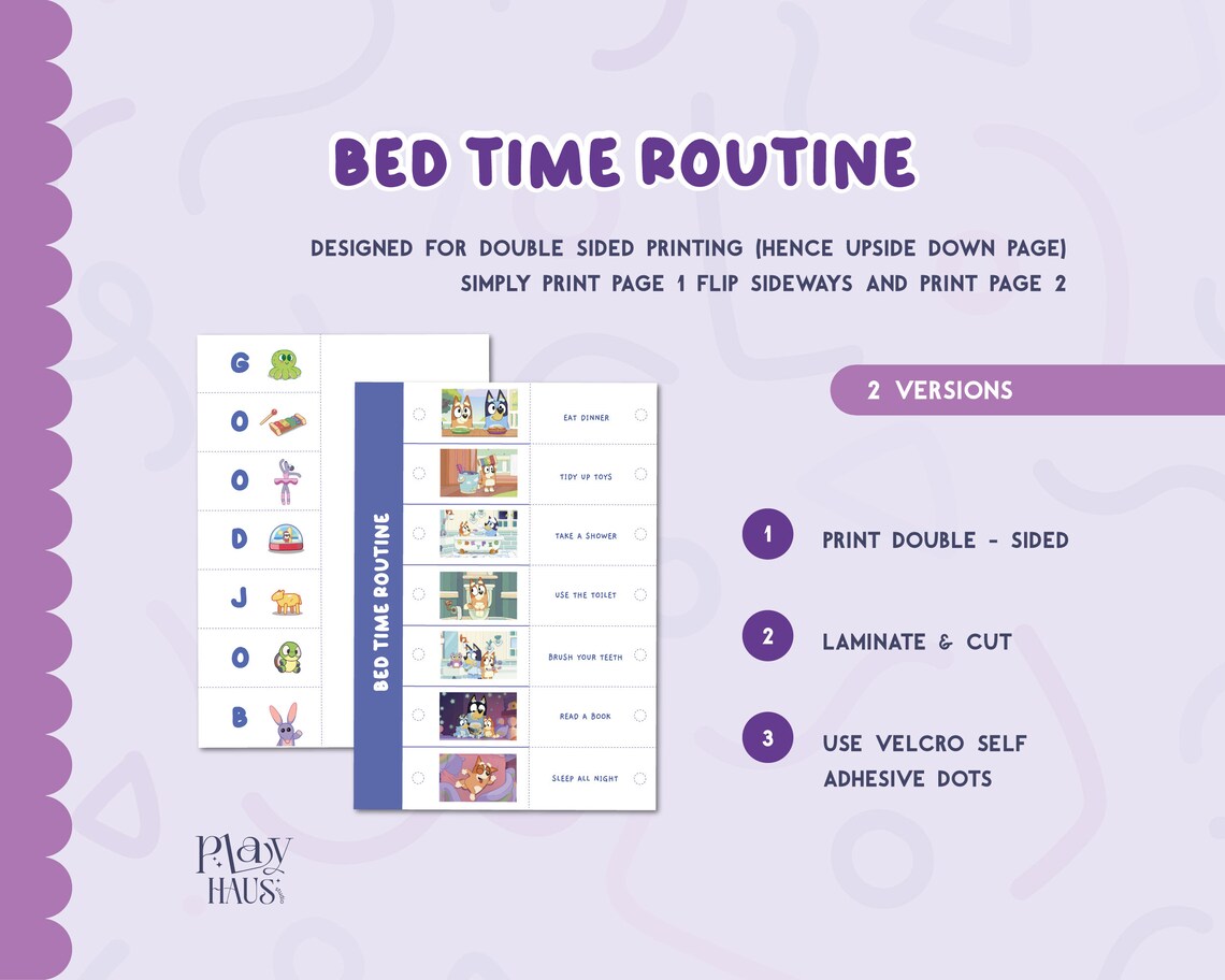 Bluey Bed Time Routine,toddle Bedtime Routine, Visual Schedule, Bed ...