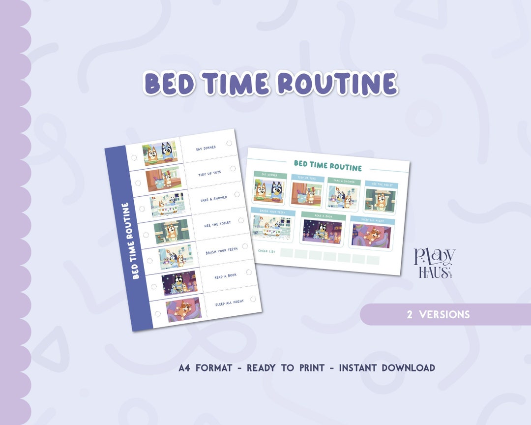 Bluey Bed Time Routine,toddle Bedtime Routine, Visual Schedule, Bed ...