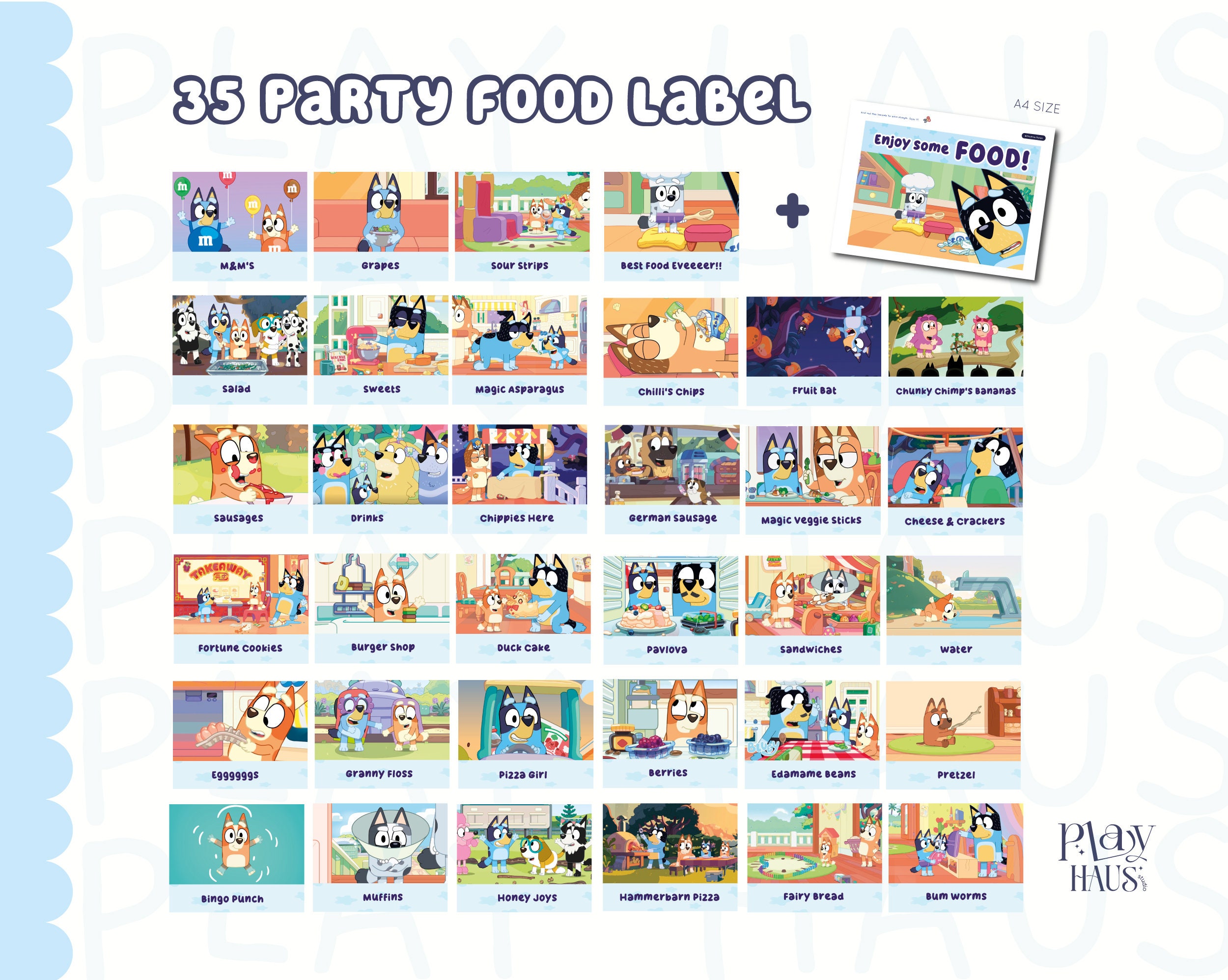 35 Bluey Food Label Bundle, Bluey Food Tent Bundle, Bluey, Bluey Party ...