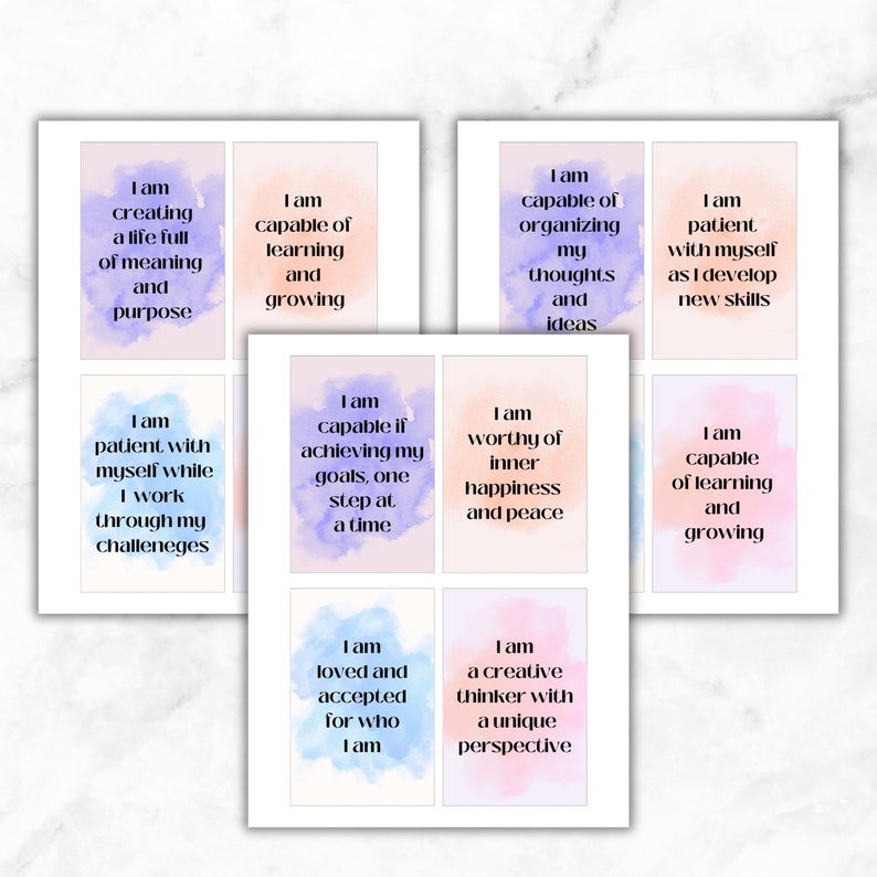 ADHD Positive Affirmation Cards, Printable Positivity for Children ...