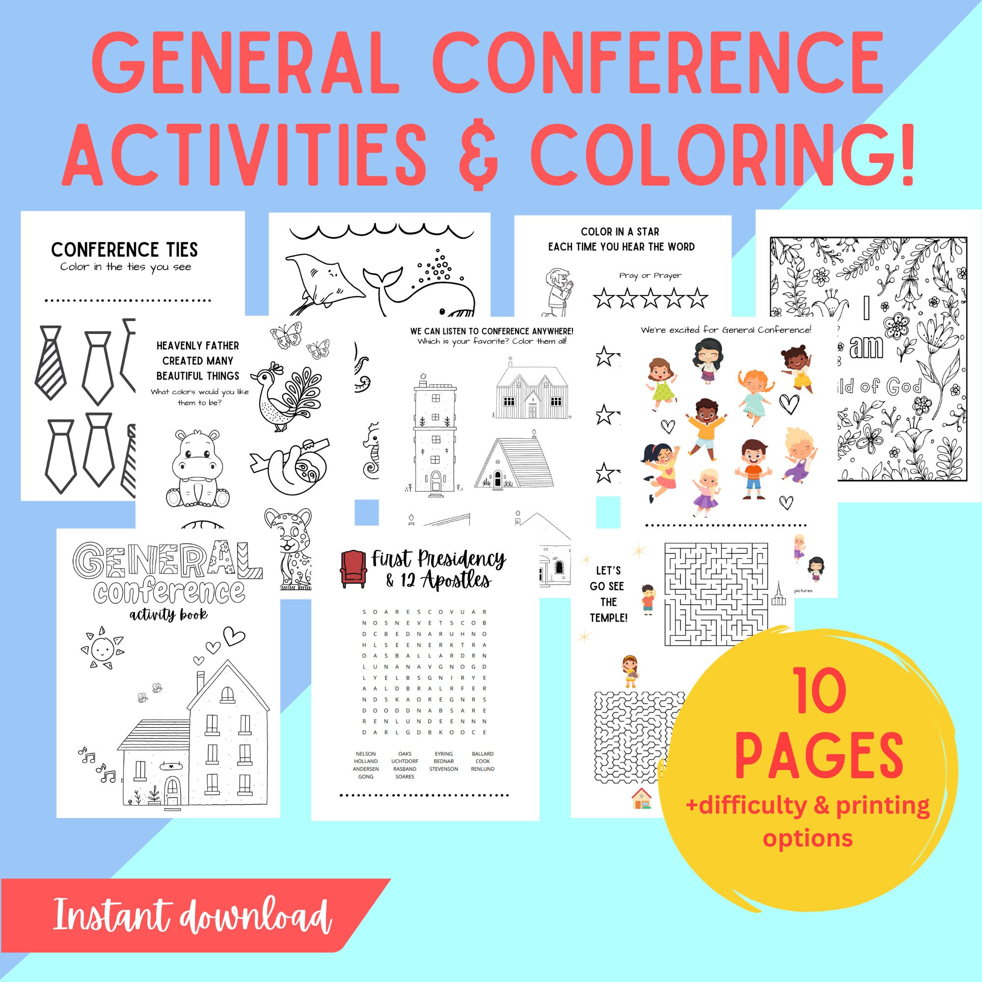 General Conference Activity & Coloring Packet Grand Opening - Etsy