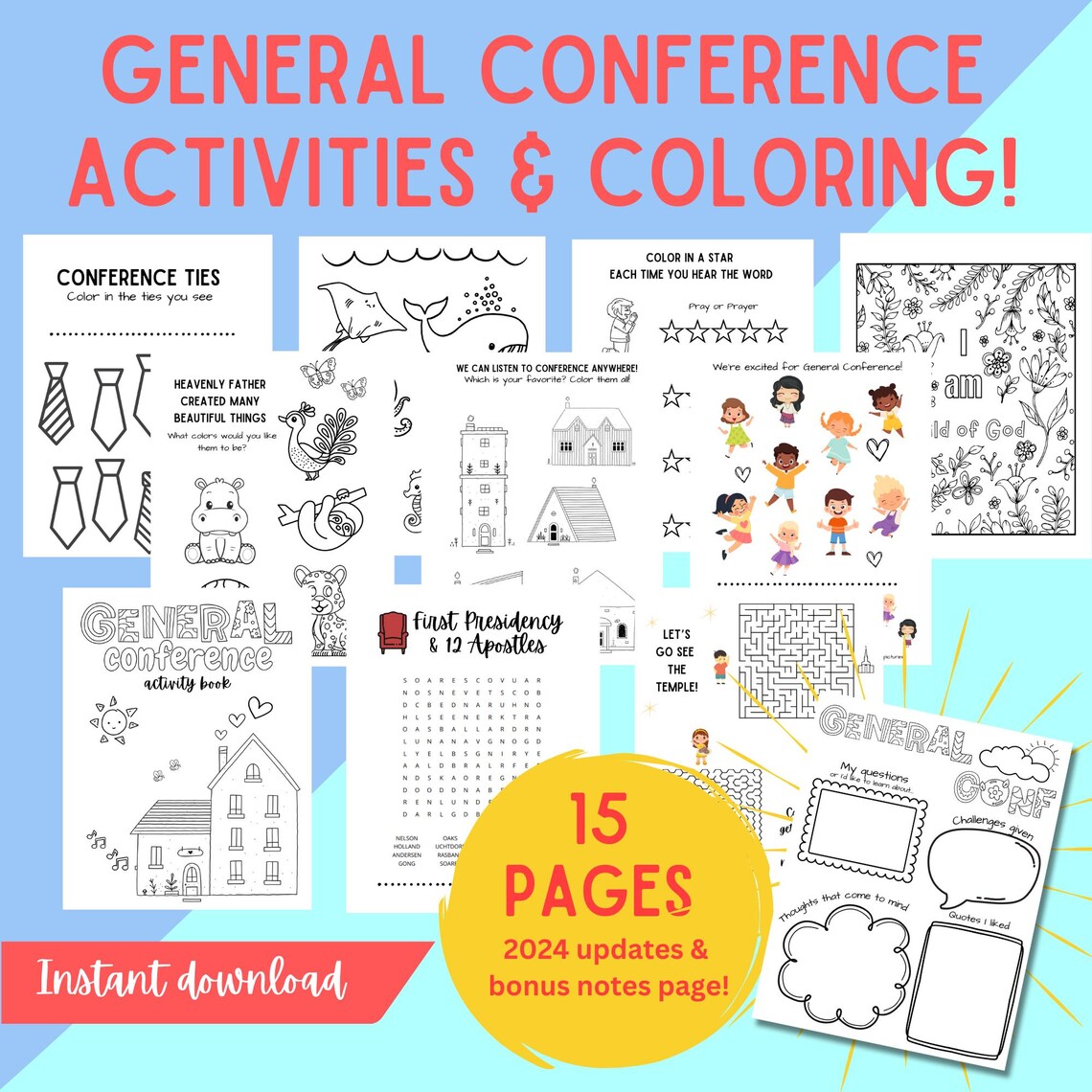 General Conference Activity & Coloring Packet Grand Opening Sale - Etsy