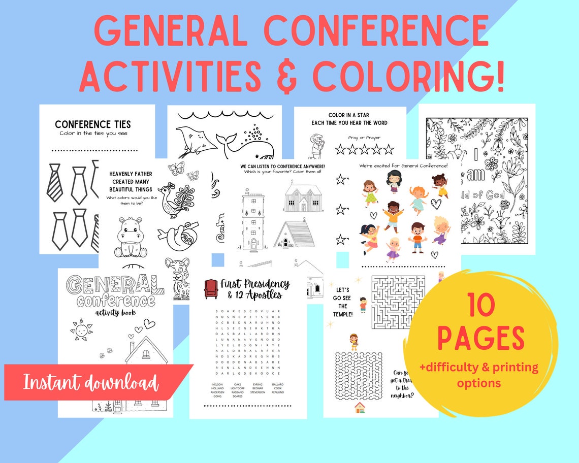 General Conference Activity & Coloring Packet Grand Opening Sale - Etsy