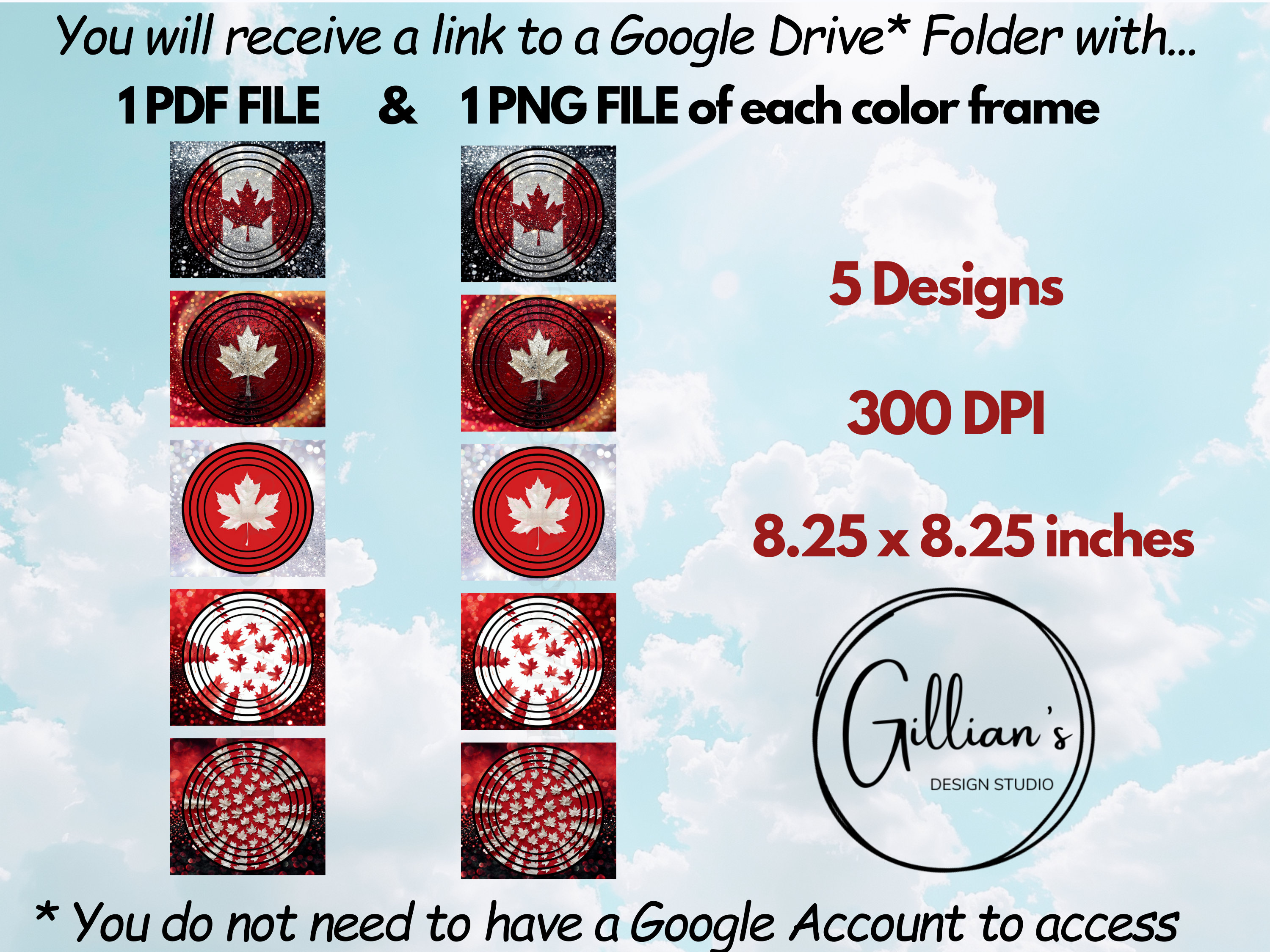 5 Canadian Flag Maple Leaf Wind Spinner Suncatcher Sublimation Designs ...