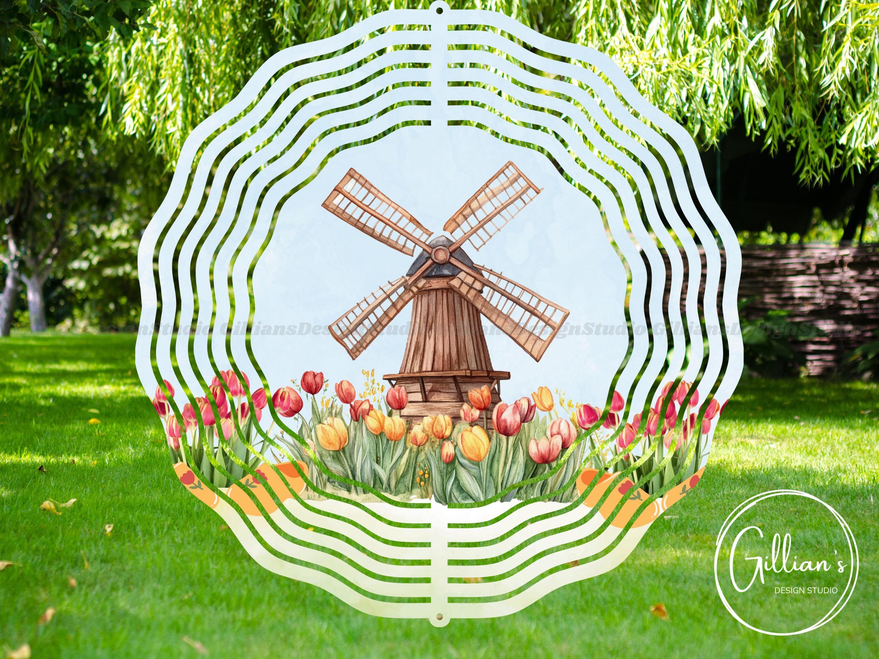 Wooden Windmill 8 Inch Wind Spinner Sublimation Design, Digital ...