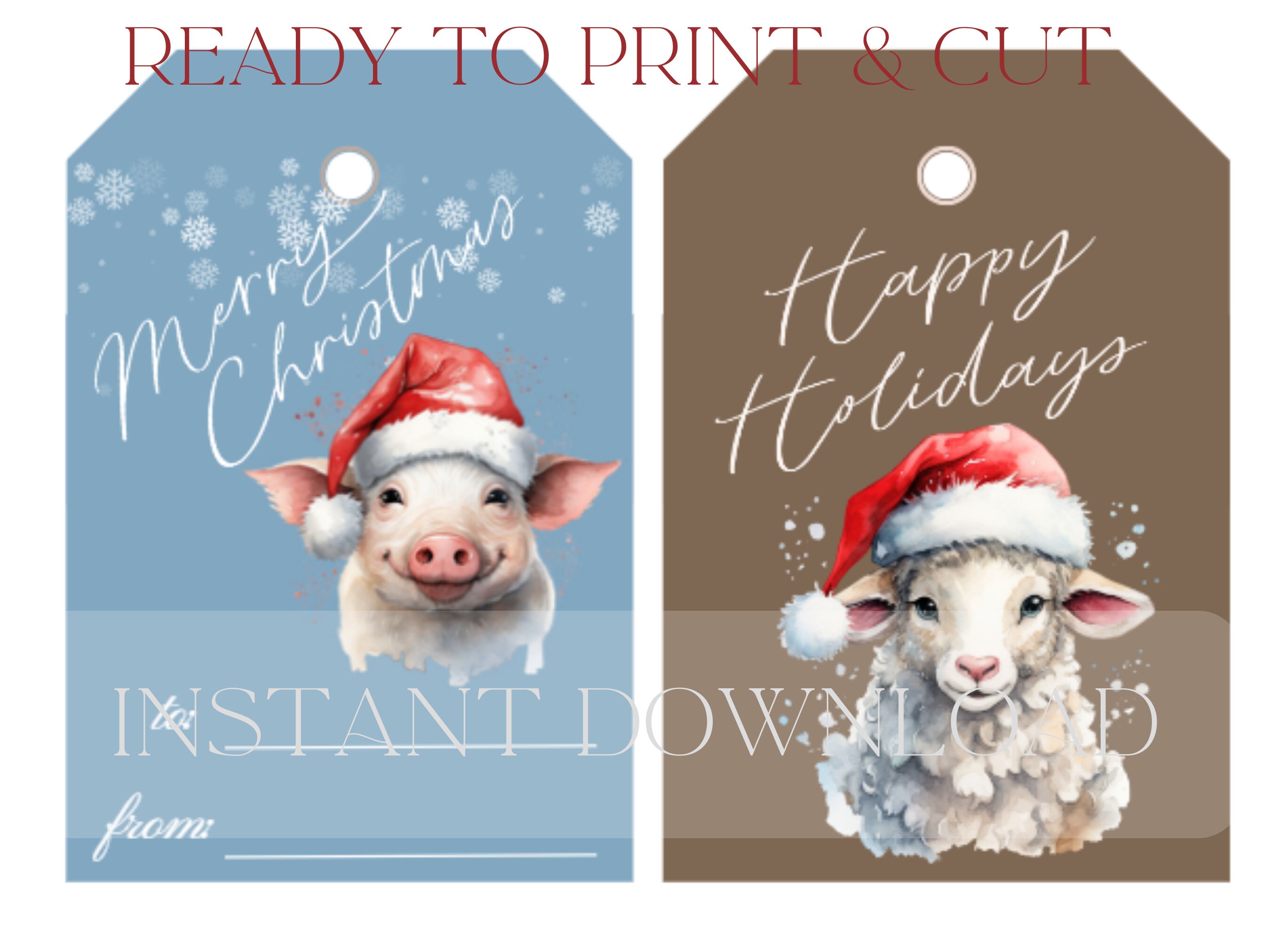 Printable Farm Animals Christmas Gift Tags Instant Download - Etsy