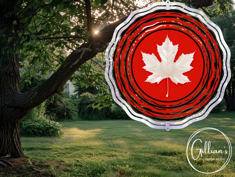 5 Canadian Flag Maple Leaf Wind Spinner Suncatcher Sublimation Designs ...