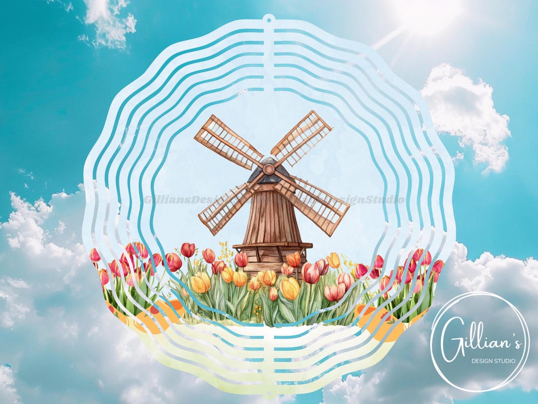 Wooden Windmill 8 Inch Wind Spinner Sublimation Design, Digital ...