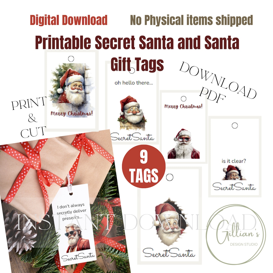9 Printable Secret Santa and Santa Gift Tags, Secret Santa Gift ...