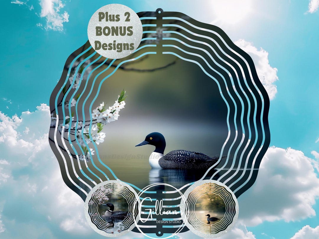 Spring Bloom Loon 8 Inch Wind Spinner Sublimation Design, Bonus 2 ...