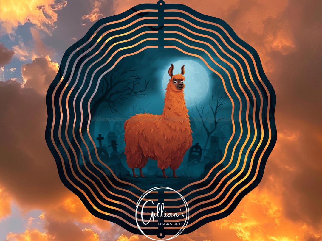 Halloween Llama 8 Inch Wind Spinner Sublimation Design, Instant Digital ...