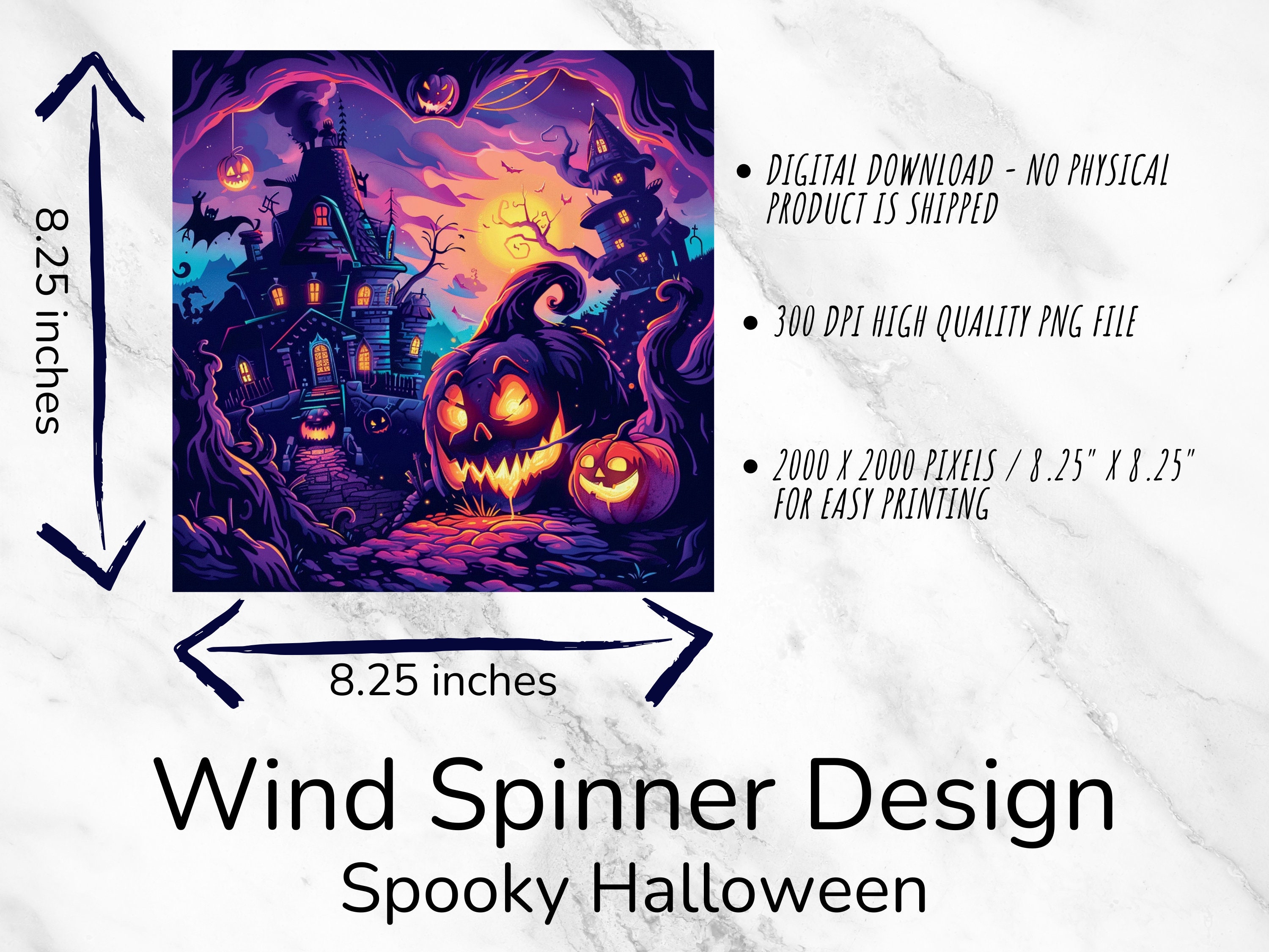 Spooky Halloween Wind Spinner Suncatcher Sublimation Designs, 300 DPI ...