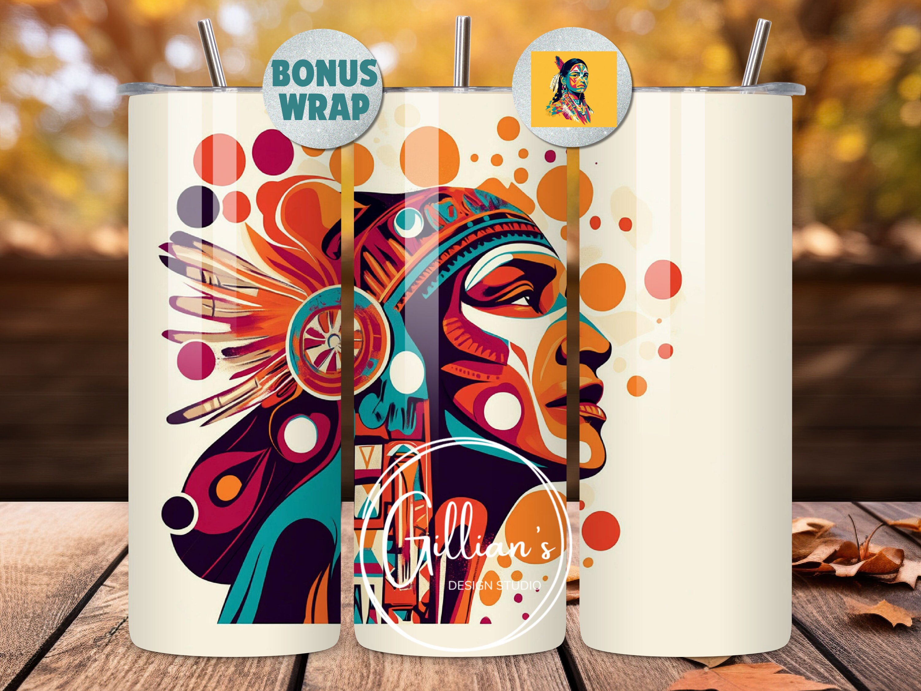 Native Indigenous Man Woman 20 Oz Tumbler Wrap Sublimation Design ...