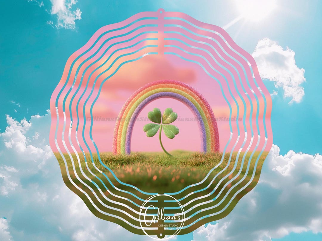 Rainbow Clover 8 Inch Wind Spinner Sublimation Design, Digital Download ...