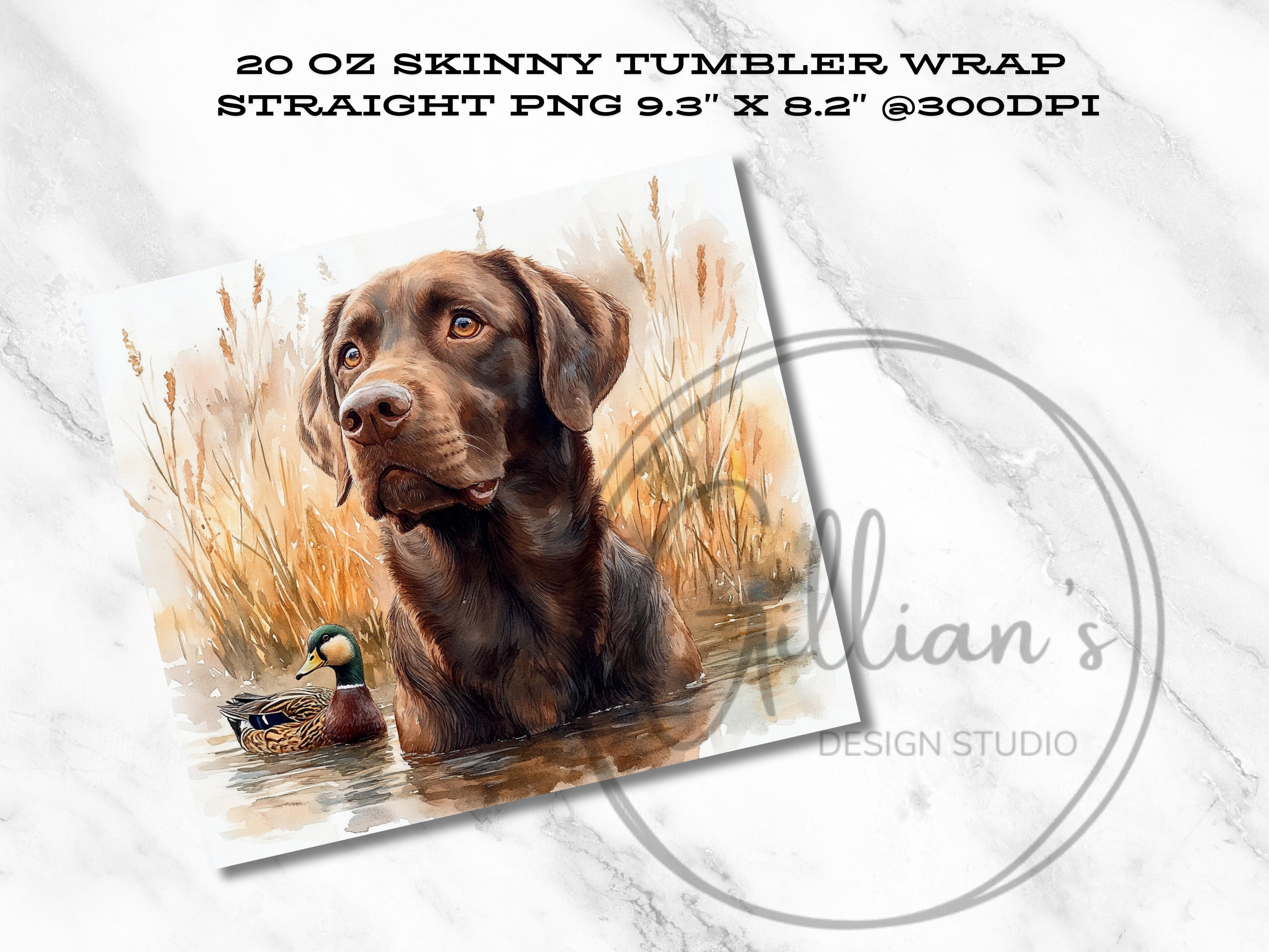 Chocolate Lab Duck Hunting Tumbler Wrap, Hunter Scene Sublimation PNG ...