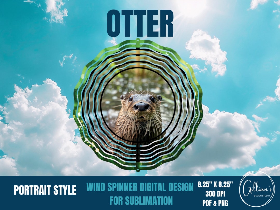 Portrait OTTER Wind Spinner Suncatcher Sublimation Designs, Otter PNG ...