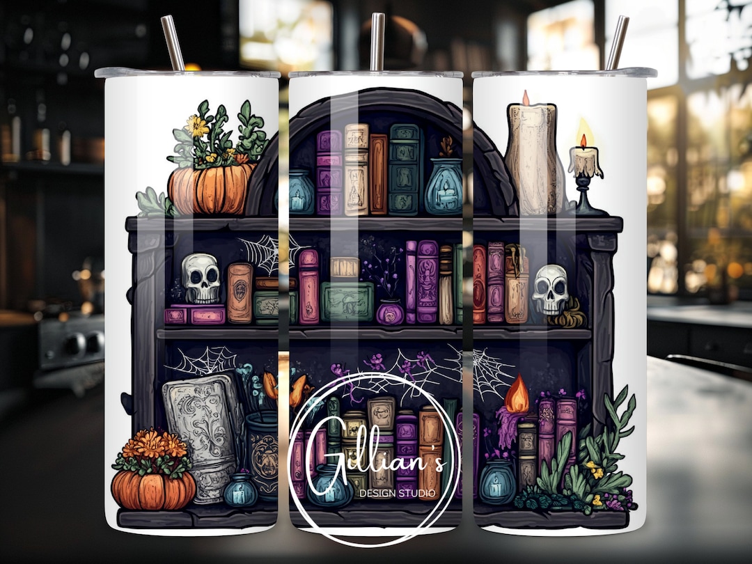 Witch Bookcase 20oz Tumbler Wrap Sublimation Design, Digital Download ...