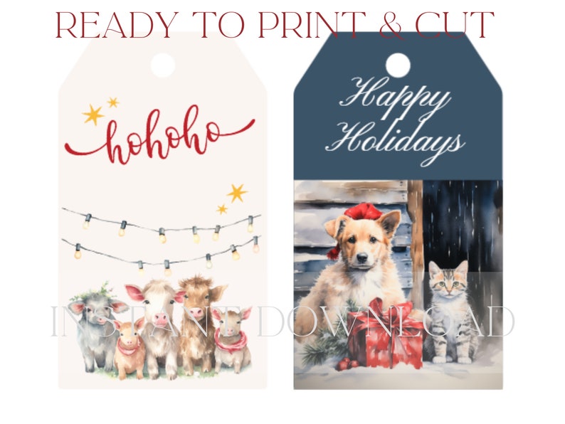Printable Farm Animals Christmas Gift Tags Instant Download - Etsy