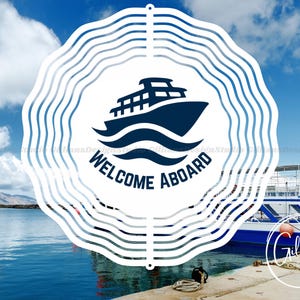 Boat Welcome Aboard 8 Inch Wind Spinner Sublimation Design, Instant ...