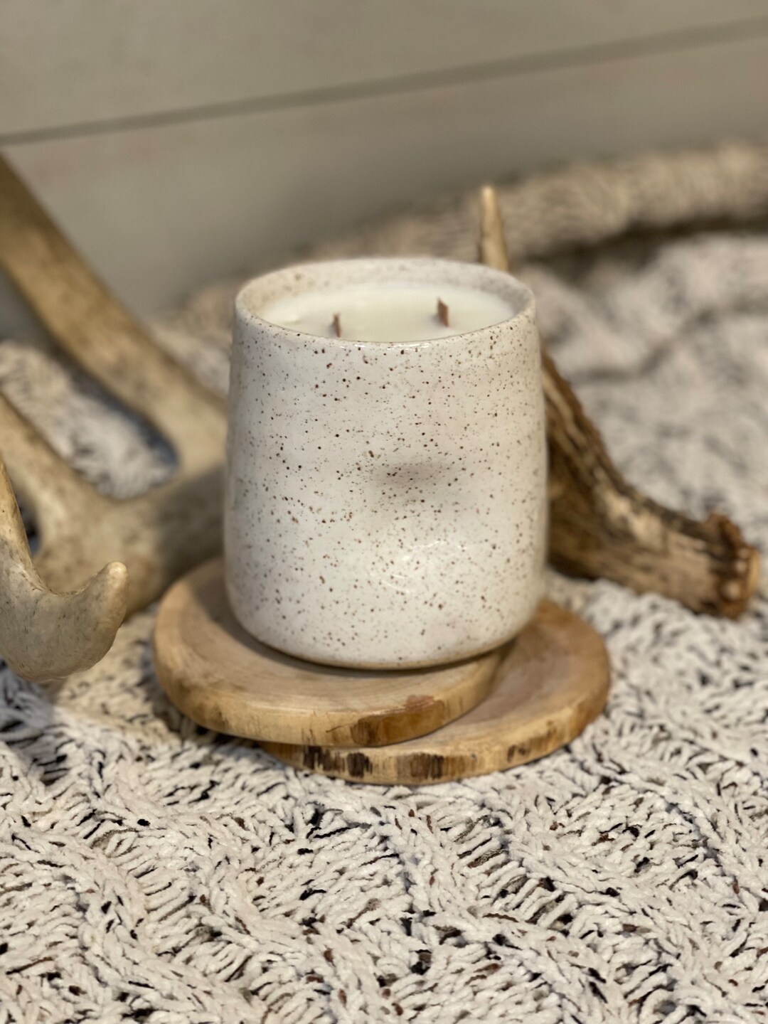 Nordic Night Wooden Wick Pottery Candle Mug Pottery Wine Tumbler Mug ...