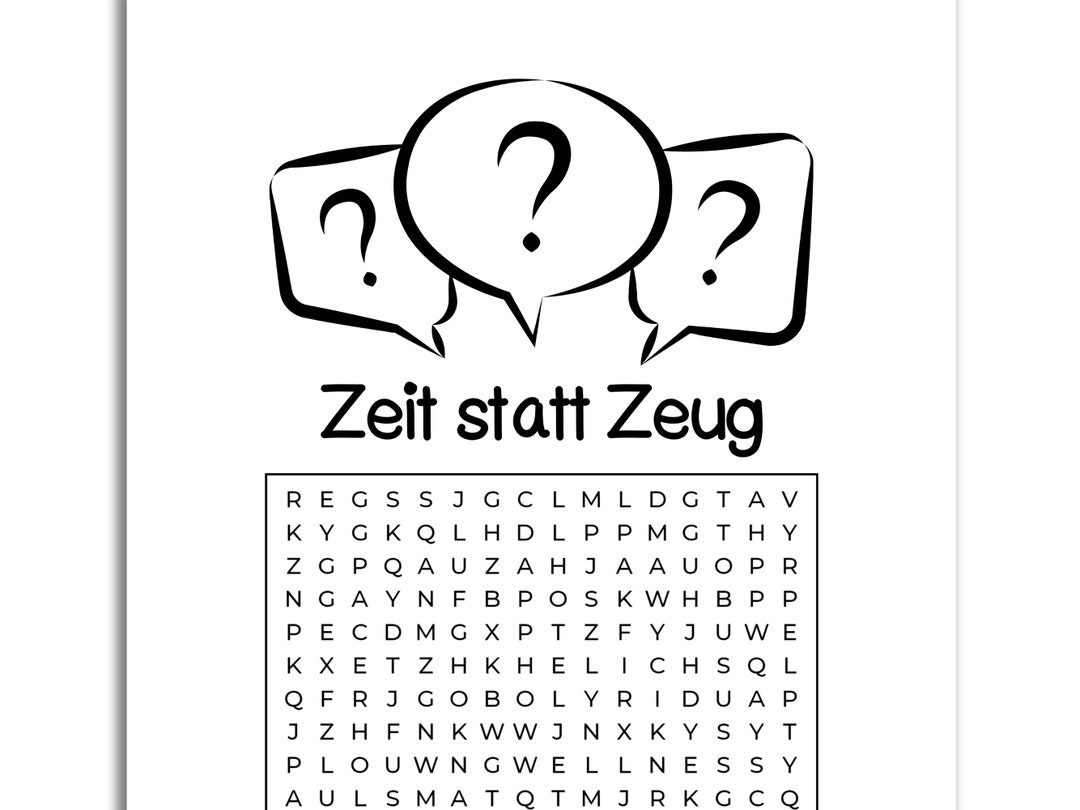 Personalisierter Gutschein Zeit statt Zeug, Rätsel mit versteckten ...