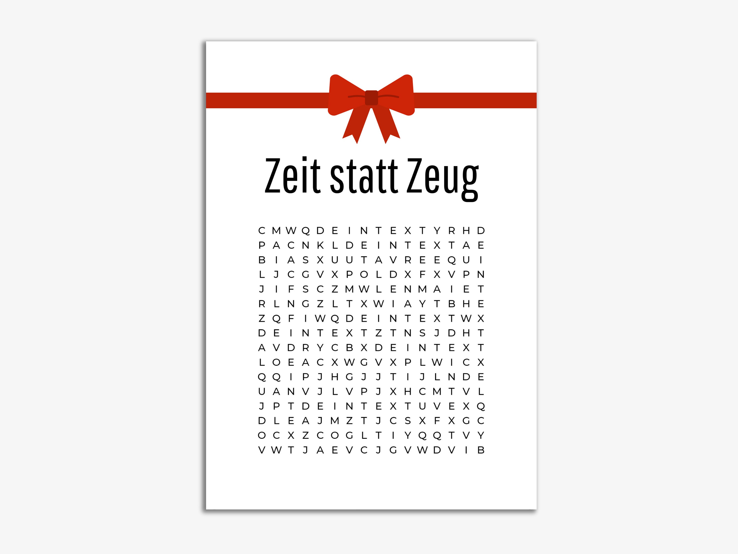 Gutschein Zeit statt Zeug Personalisiert, Rätsel mit versteckten ...