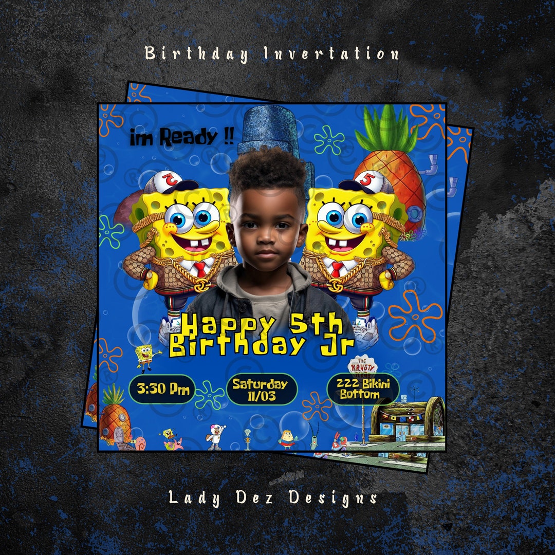 Spongebob Invitation Flyer template - Etsy