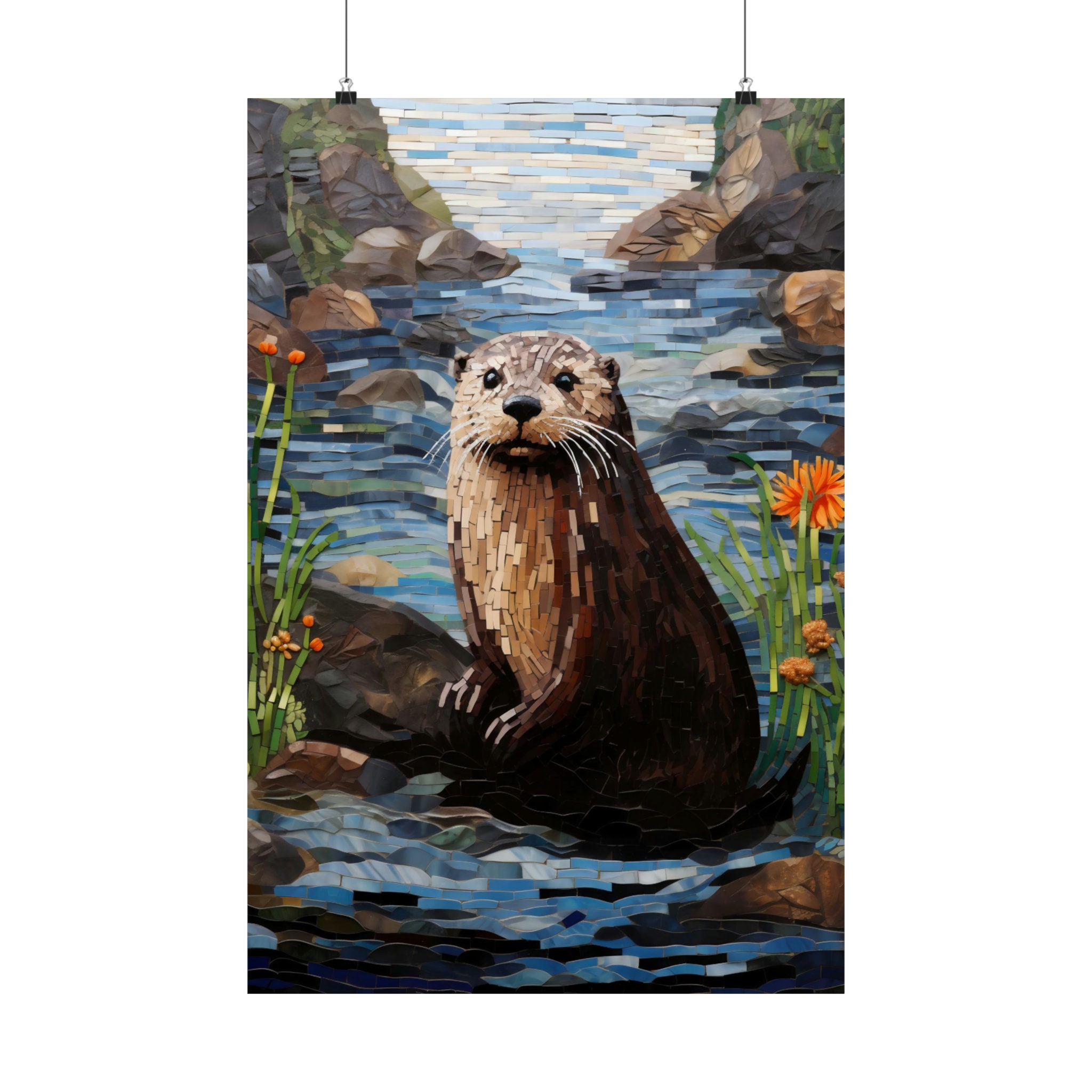 Mosaic Otter Artwork - Etsy