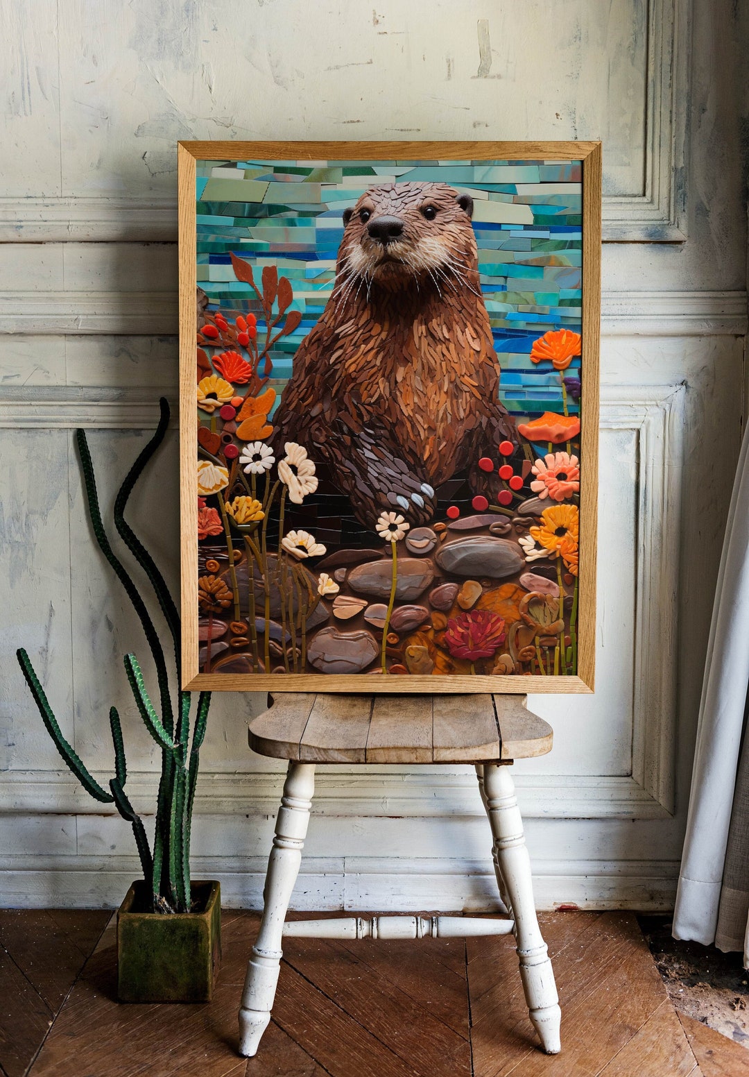Mosaic Otter Artwork - Etsy