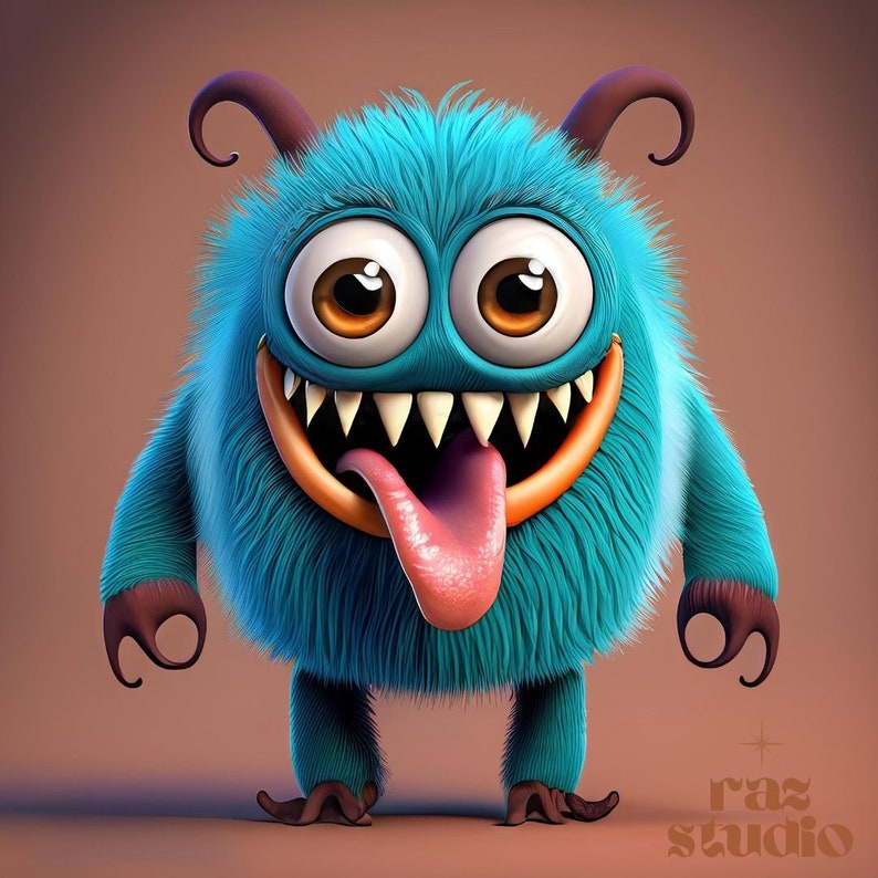 3D Cute Monster Clipart, Monster Png Svg, 3D Monster Art, Monster ...