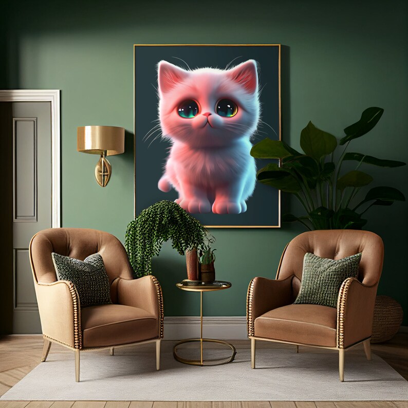 3D Cute Cat Clipart, Cute Cat Png Svg, 3D Cat Art, Cat Clipart, Wall ...