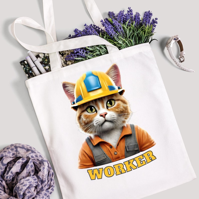 3D Worker Cat Clipart, Cute Kitten Png Svg, 3D Kitten Art, Kitten ...