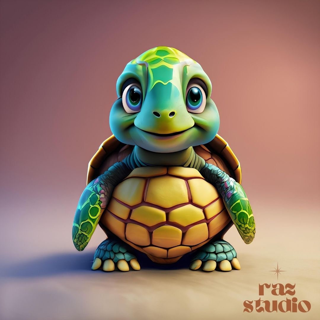 3D Turtle Art Print, Turtle Png Svg, 3D Turtle Art, Turtle Clipart ...
