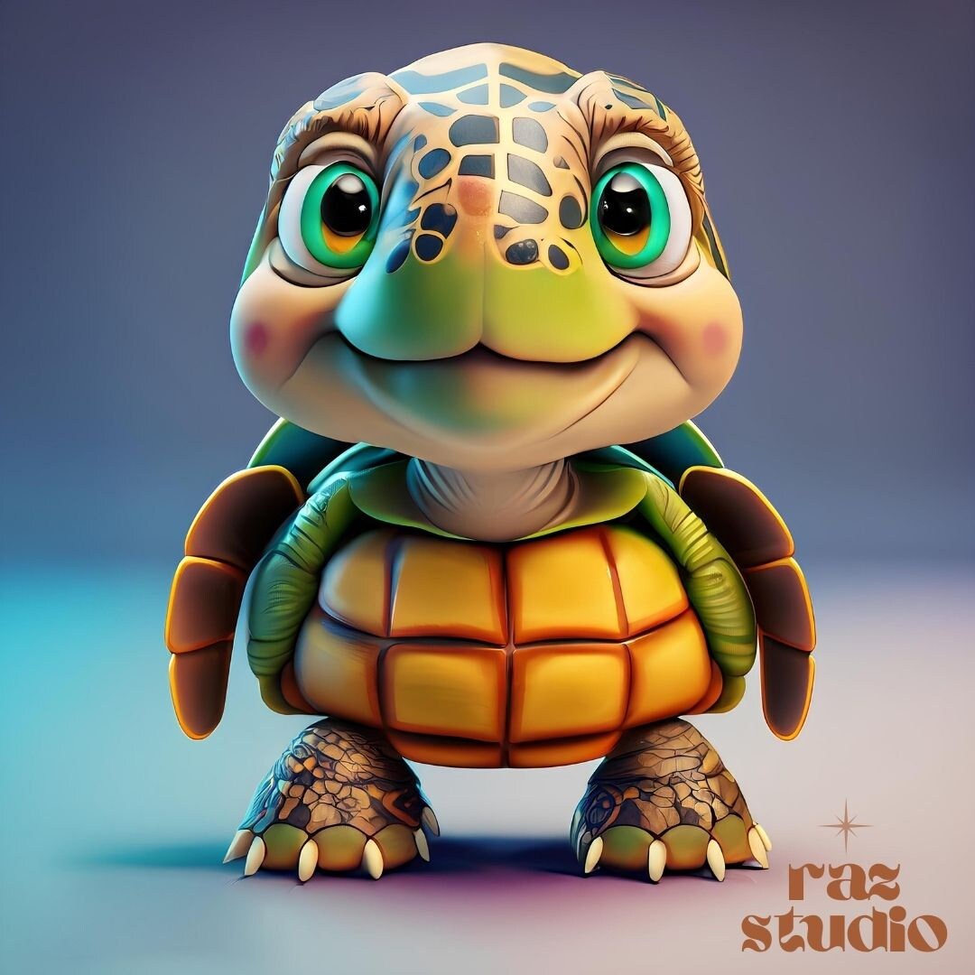 3D Colorful Turtle Clipart Turtle Png Svg 3D Turtle Art - Etsy