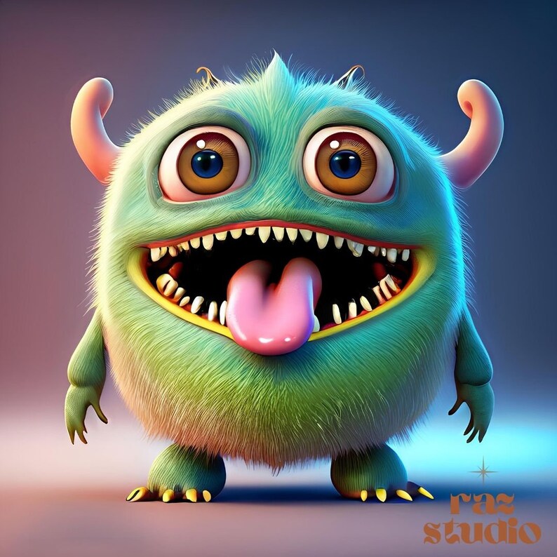 3D Cute Baby Monster Art Monster Png Svg 3D Monster Art - Etsy Australia