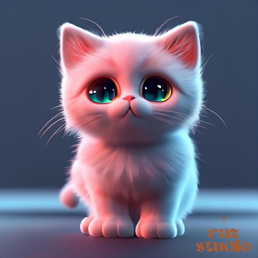 3D Cute Cat Clipart, Cute Cat Png Svg, 3D Cat Art, Cat Clipart, Wall ...