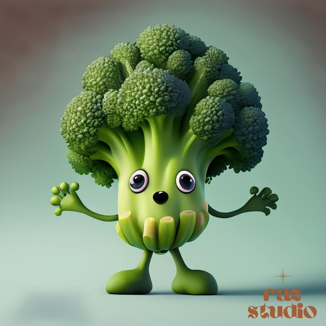 3D Cute Broccoli Mascot, Broccoli Png Svg, Broccoli Art, Broccoli for ...