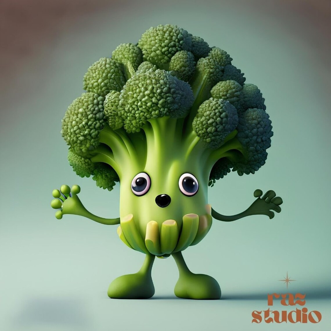 3D Cute Broccoli Mascot, Broccoli Png Svg, Broccoli Art, Broccoli for ...
